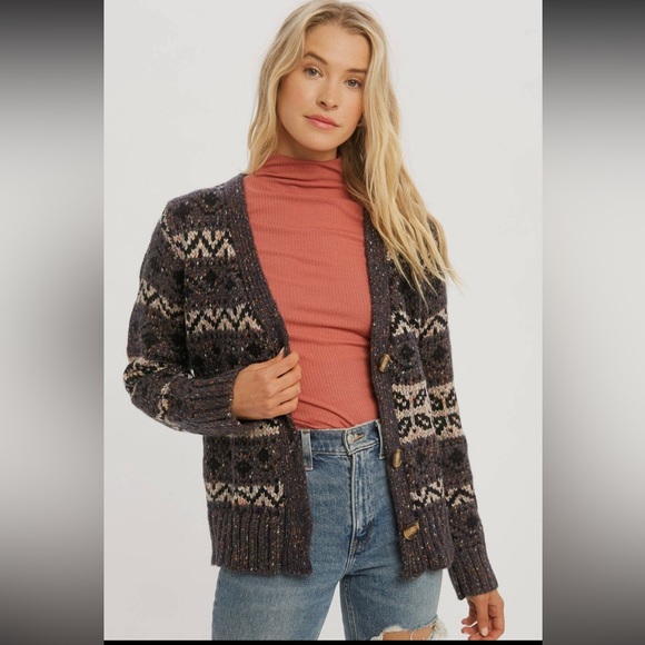 Mystree | Sweaters | Faire Isle Button Down Cardigan Sweater Olive ...